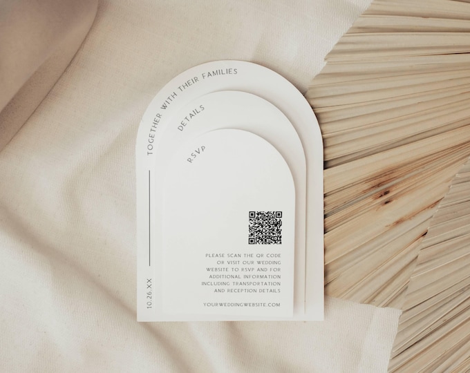 Arch Wedding Invite, Unique Stack Invites | Neutral Wedding Invitation ...