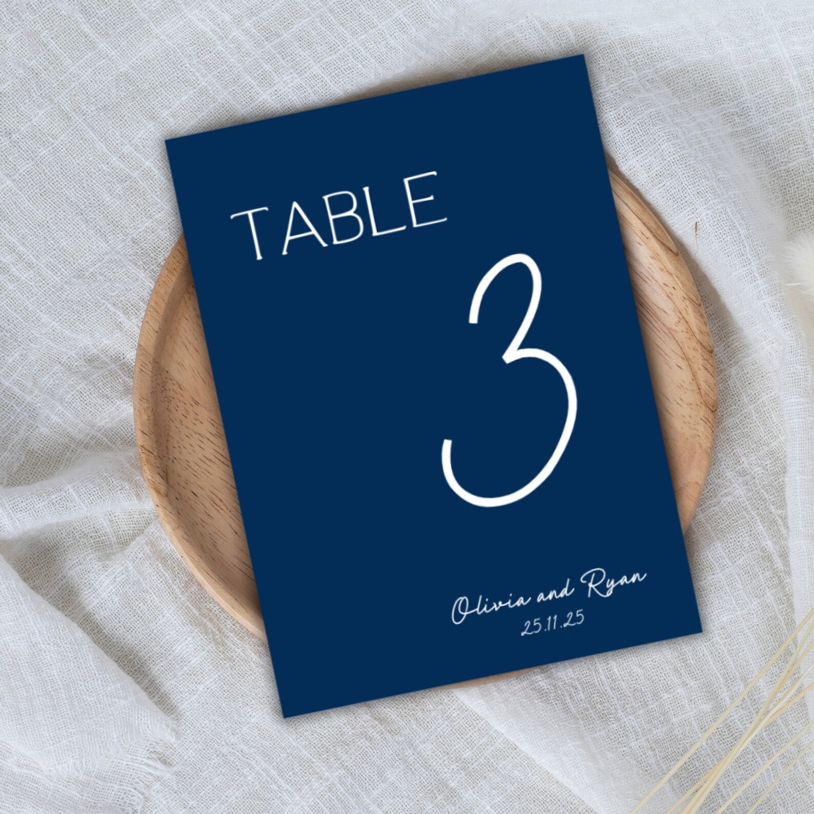 Navy Table Number Sign Template, Table Numbers for Wedding, Navy Blue ...