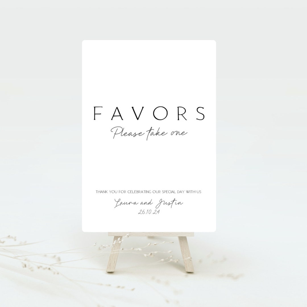 Minimalistic Wedding Favors Sign Template , Please Take One Template ...