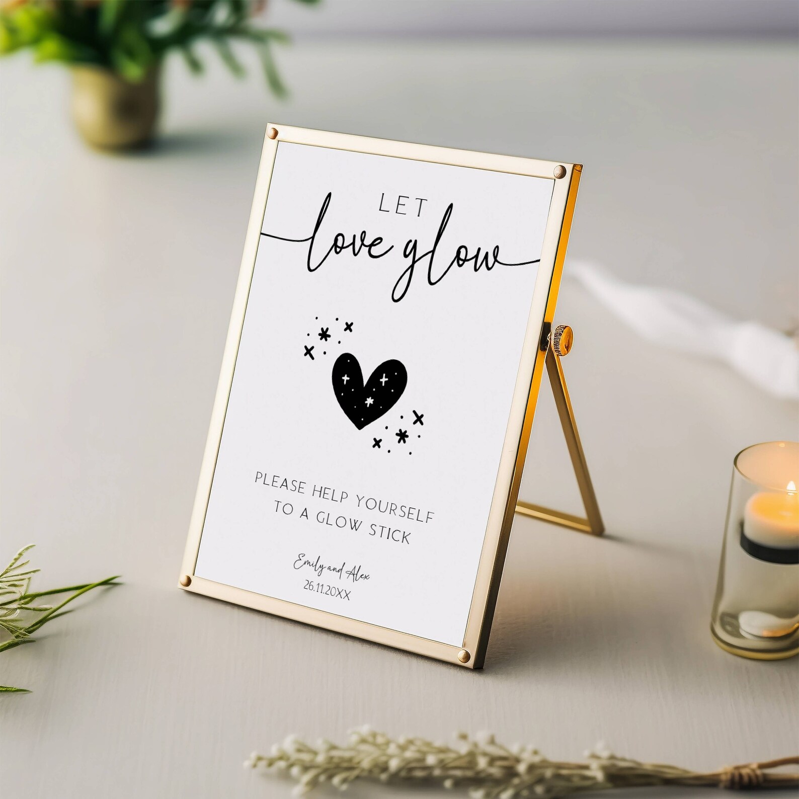 Let Love Glow Wedding Sign: Glow Stick Send-off (5x7 & 8x10) (digital ...