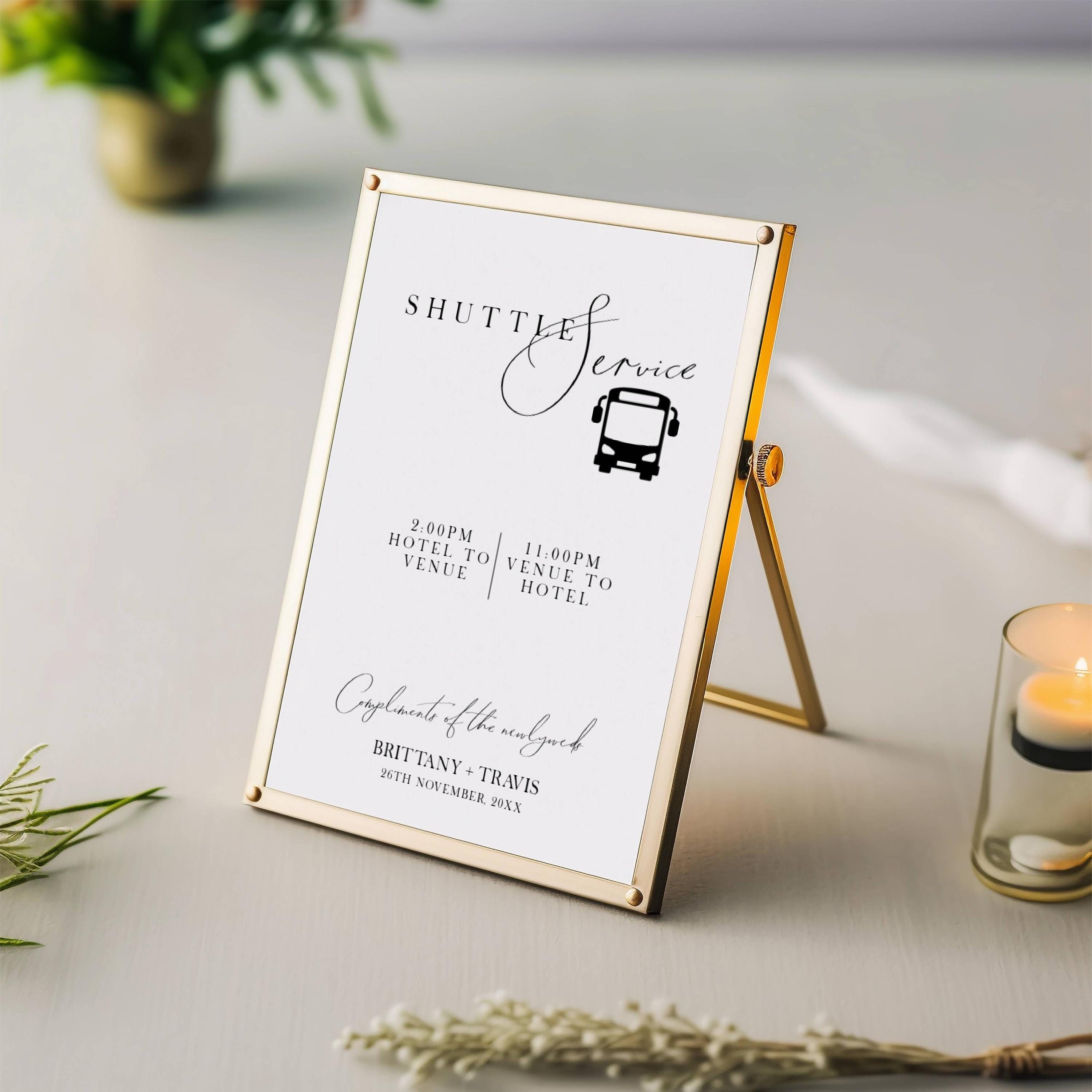 Shuttle Service Wedding Sign, Wedding Transportation Bus Poster ...