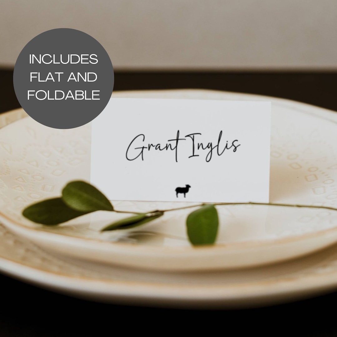 Place Card With Meal Indicator, Place Card Template, Place Card With ...
