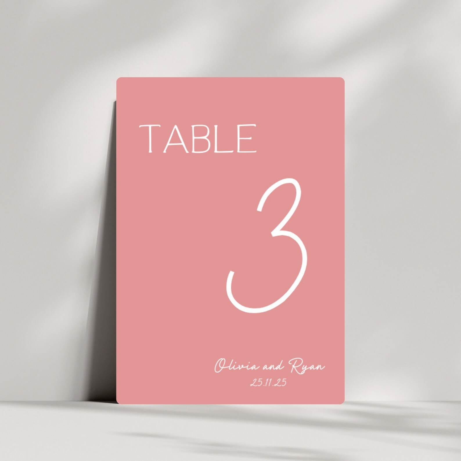 Blush Pink Wedding Table Number Template: Swish Font (5x7" Printable ...