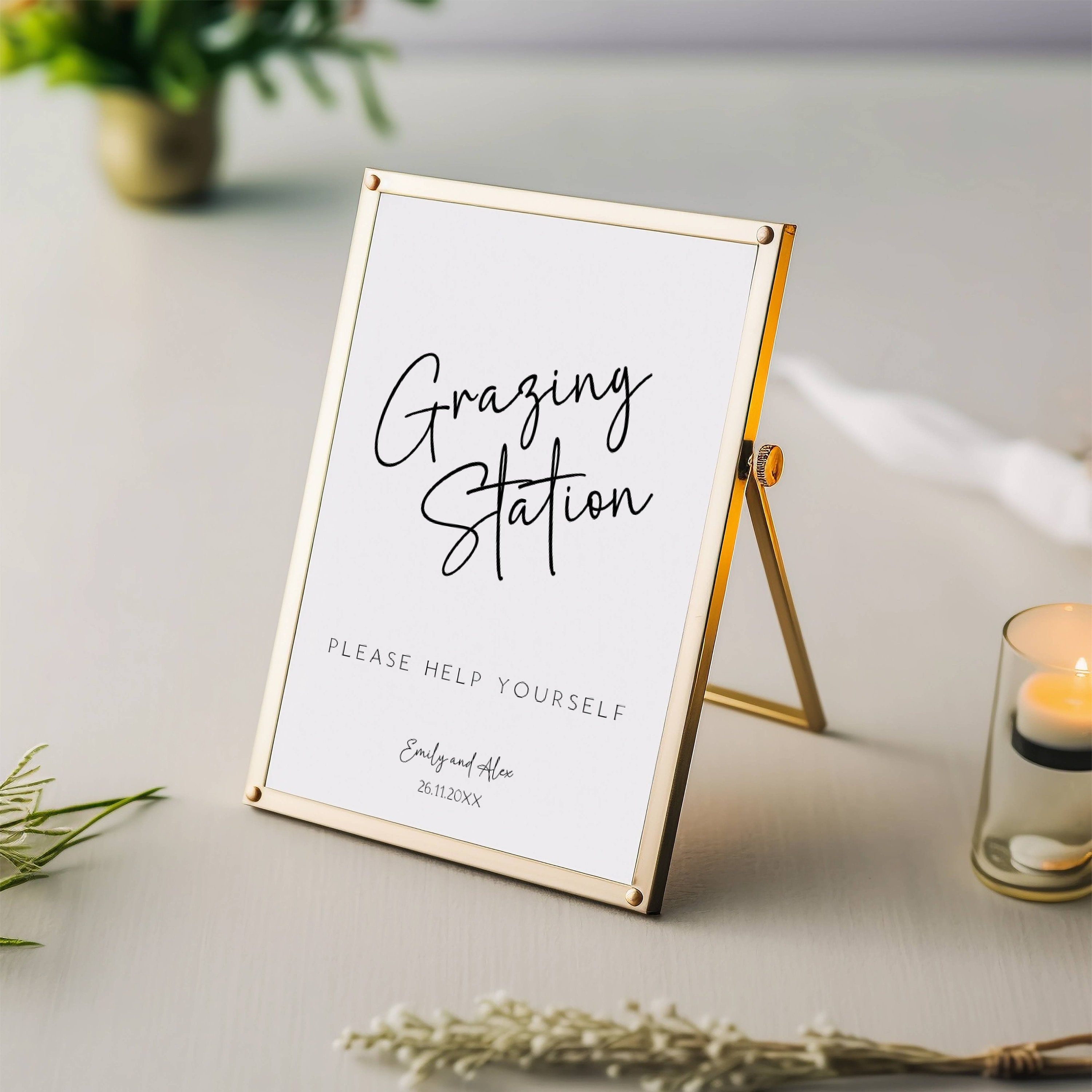 Black and White Grazing Station Sign, Table Sign, Editable Wedding ...