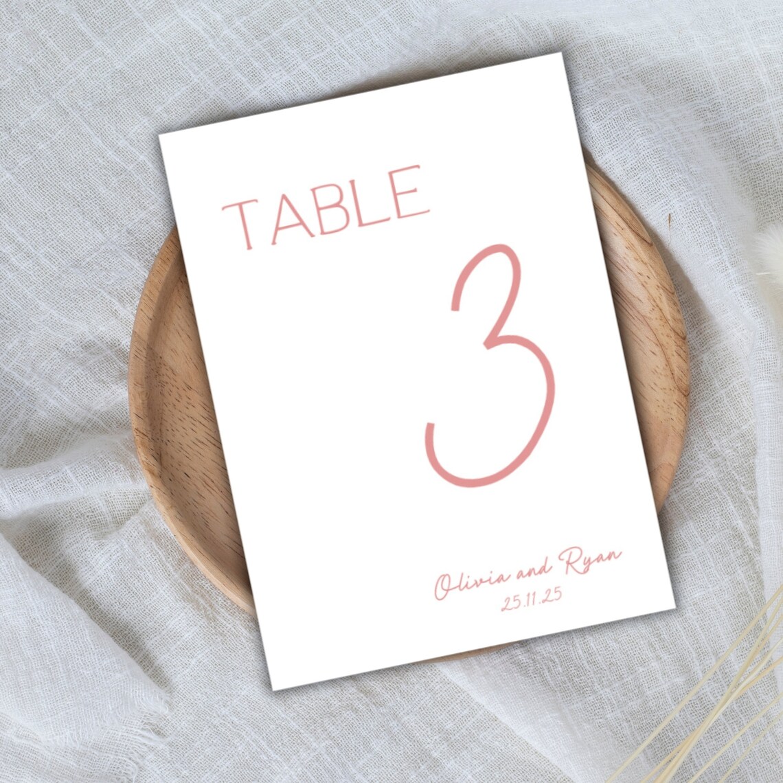 Blush Pink and White Wedding Table Number Sign Template, Pink Font ...
