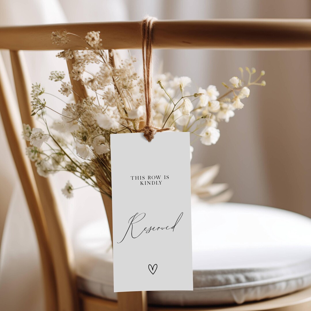 Reserved Row Tag, Wedding Reserved Signs, Reserved Chair Tag, Templett ...