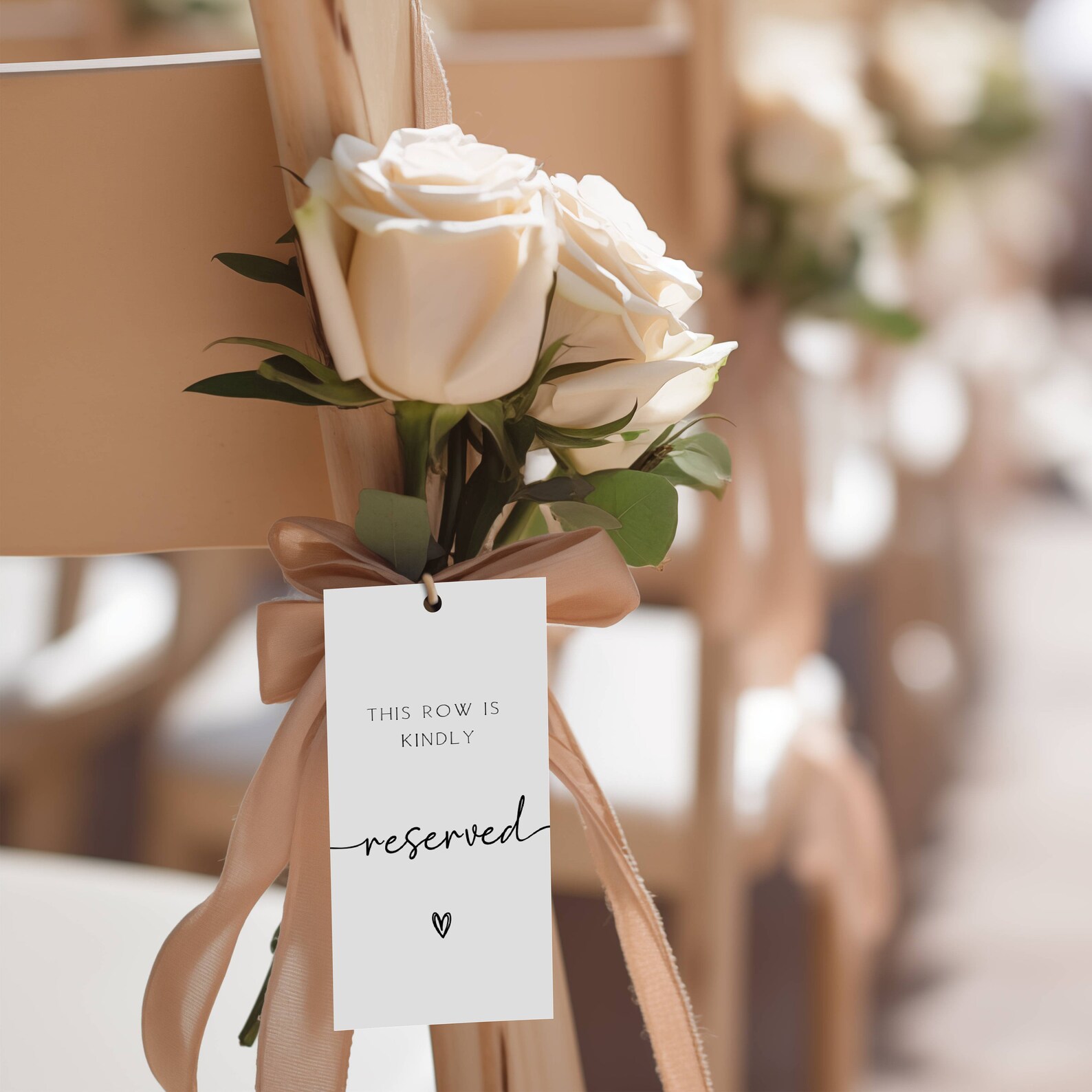 Etiqueta de fila reservada: Letrero minimalista para silla de boda ...
