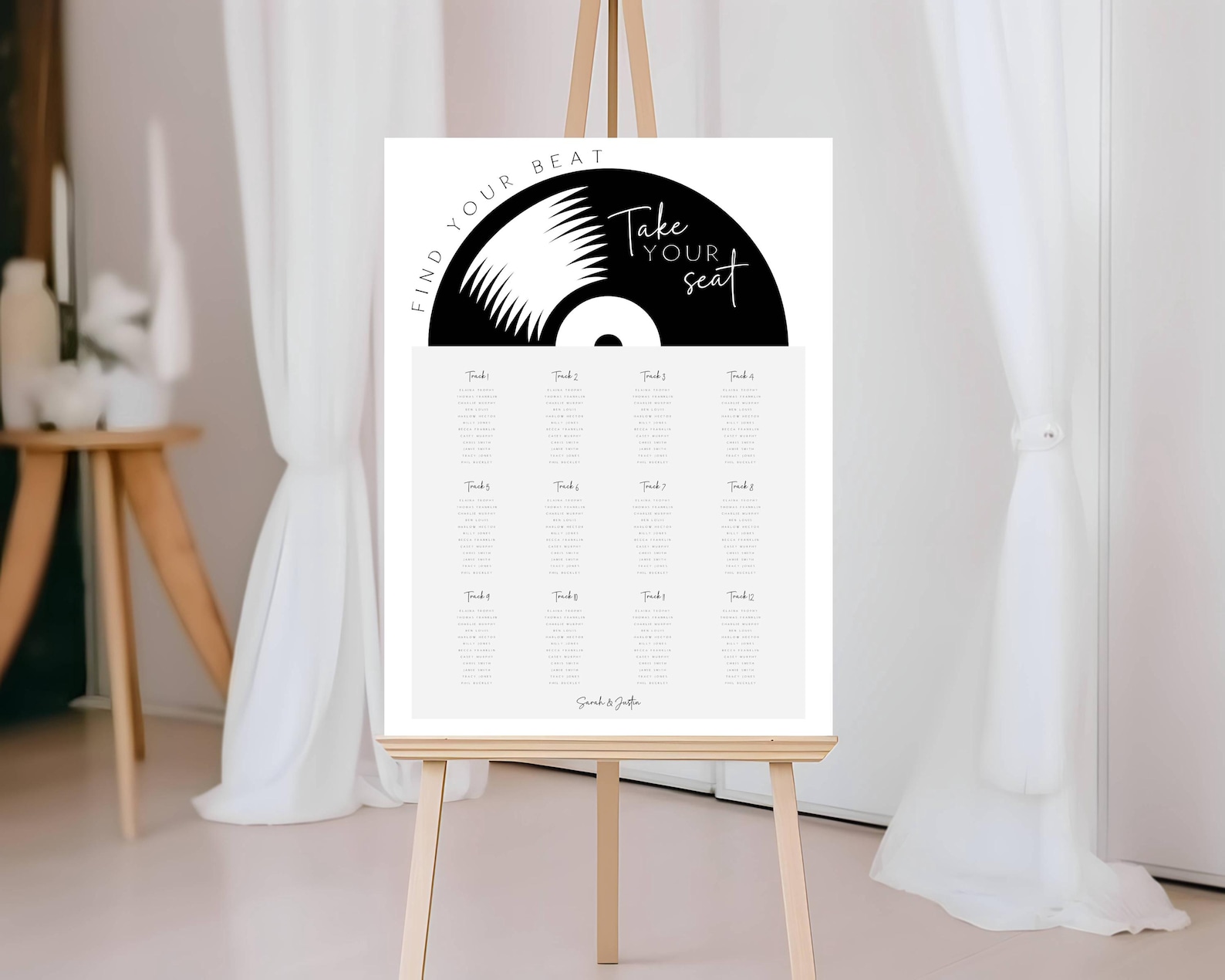 Vintage Vinyl Record Wedding Seating Chart: Music Theme (digital ...