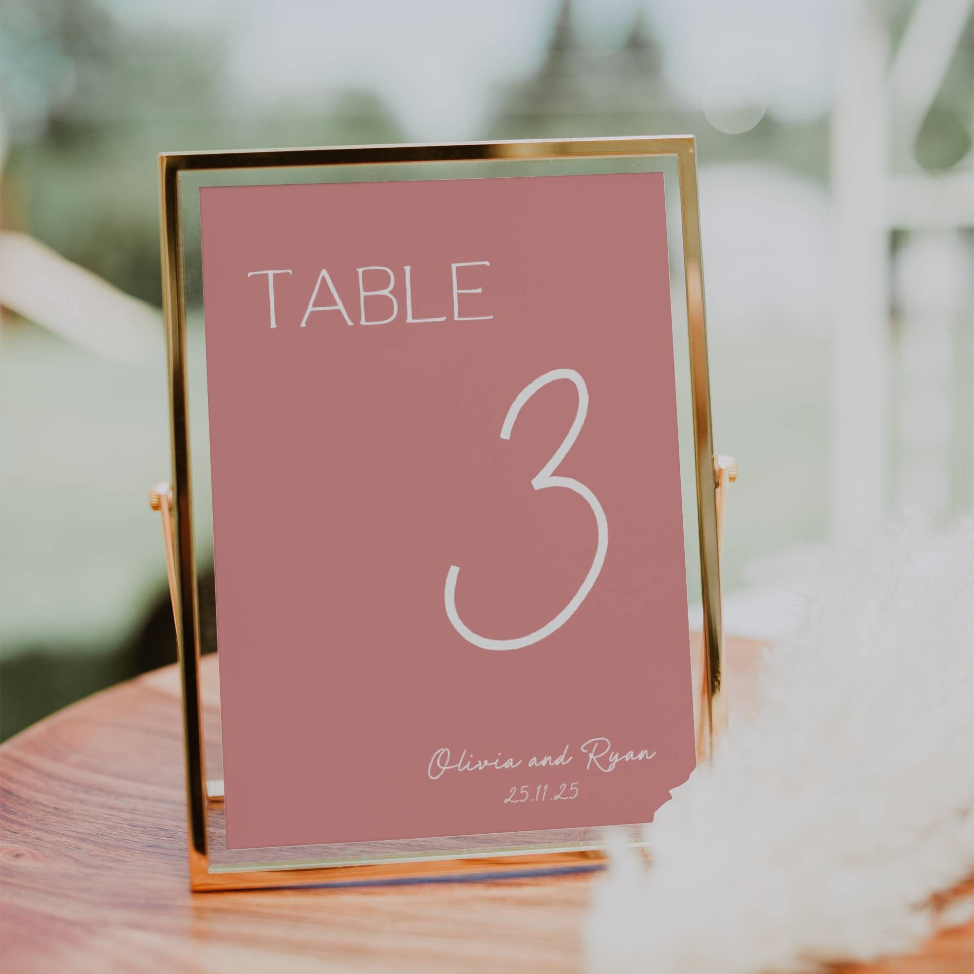 Blush Pink Wedding Table Number Template: Swish Font (5x7" Printable ...