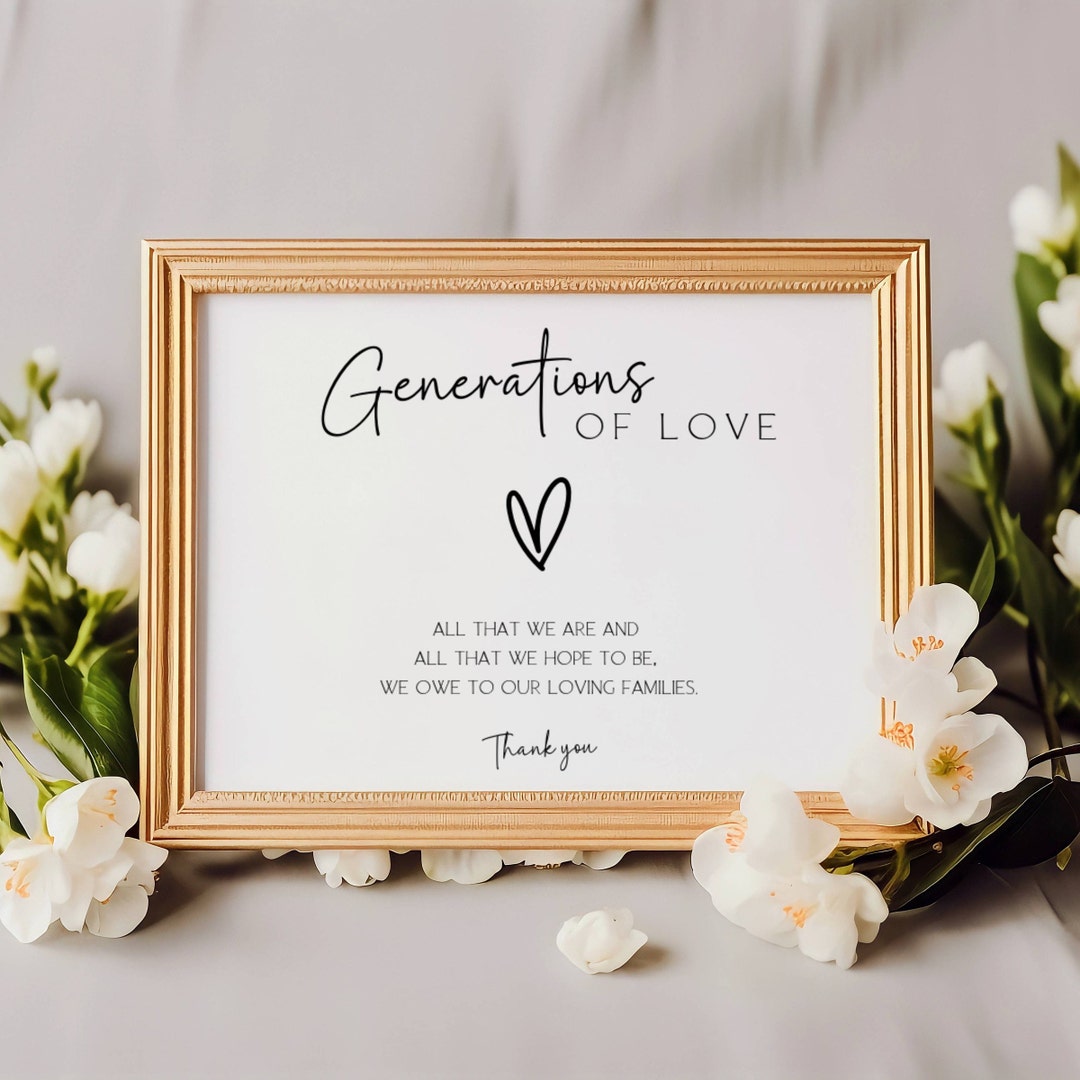 Generations of Love Wedding Sign, Wedding Decor, Landscape Generations ...