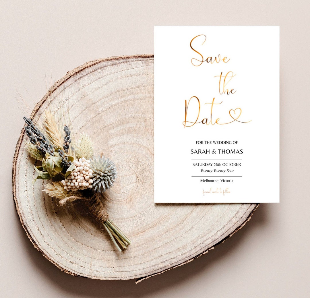 Gold Font Save the Date Card: Wedding Announcement (digital Download ...