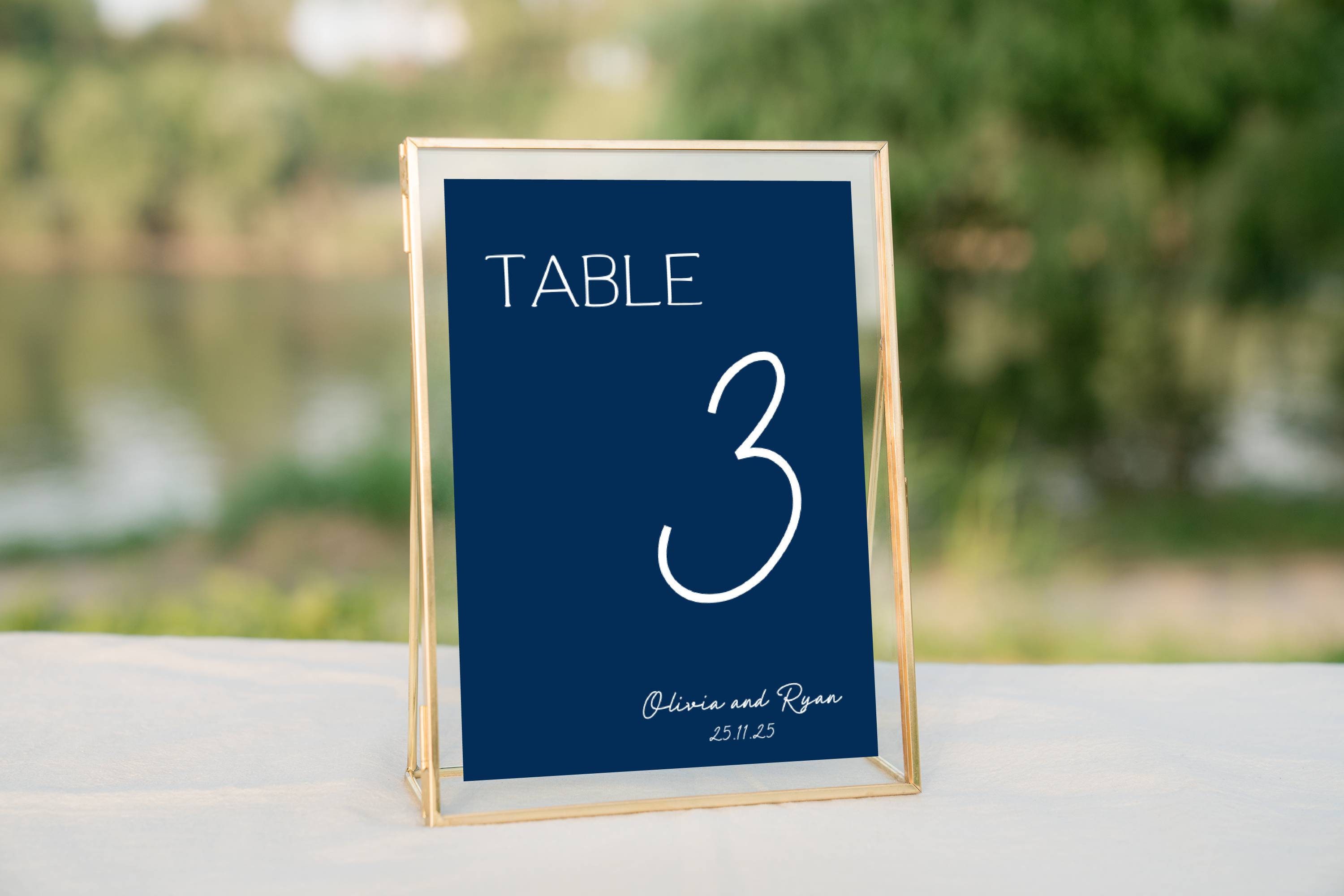 Navy Table Number Sign Template, Table Numbers for Wedding, Navy Blue ...