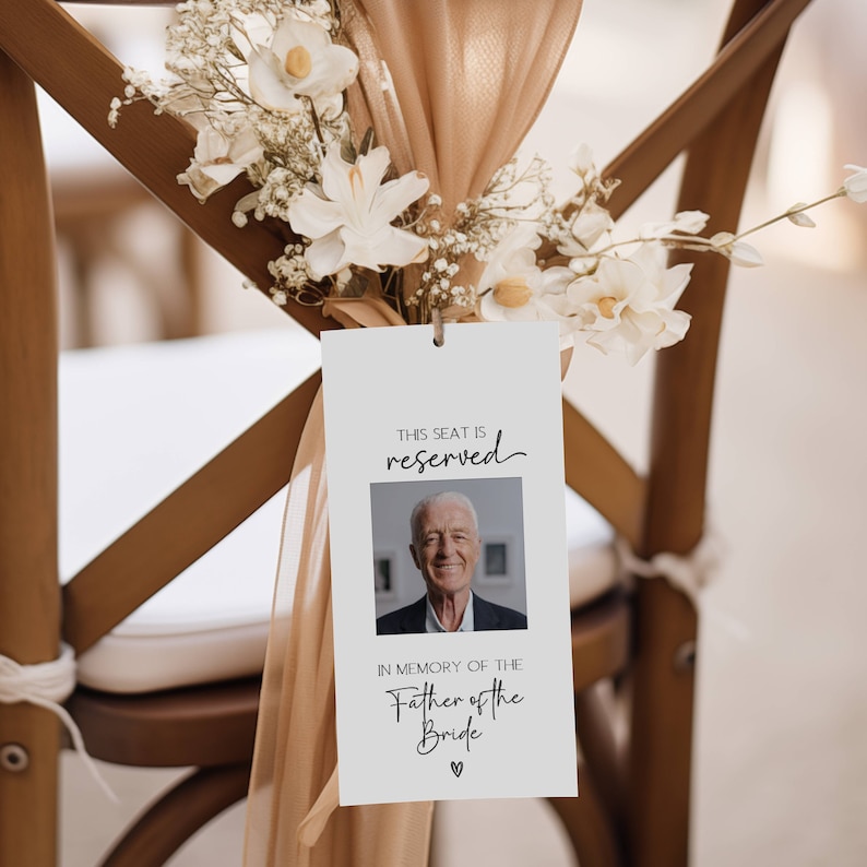 Reserved for Father of Bride in Heaven Sign Template, Reserved Card ...