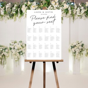 Wedding Seating Chart by Last Name, Find Your Seat Template - Take Your ...