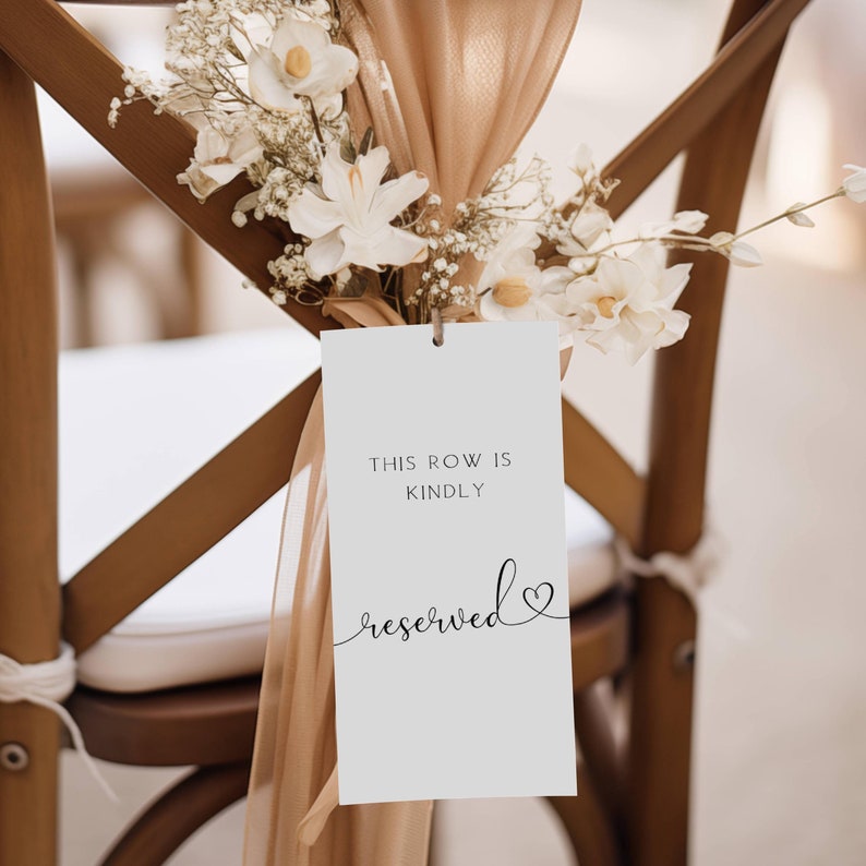 Reserved Seat Tag, Wedding Reserved Signs, Reserved Chair Tag, Templett ...