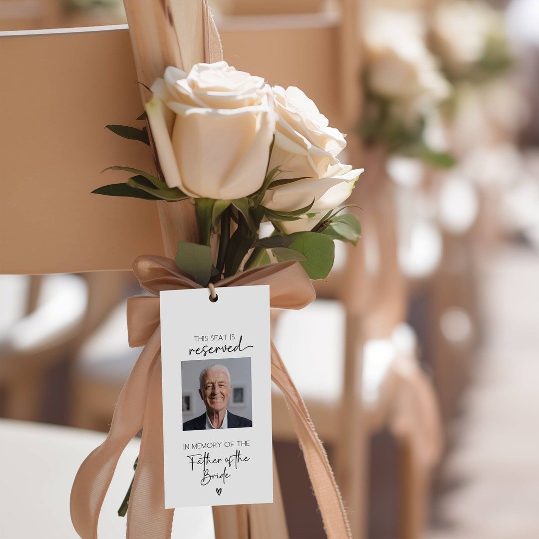 Reserved for Father of Bride in Heaven Sign Template, Reserved Seat Tag ...