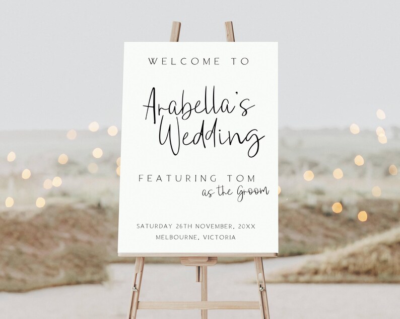 Groom Wedding Welcome Sign: Modern Minimalist, Editable Template ...