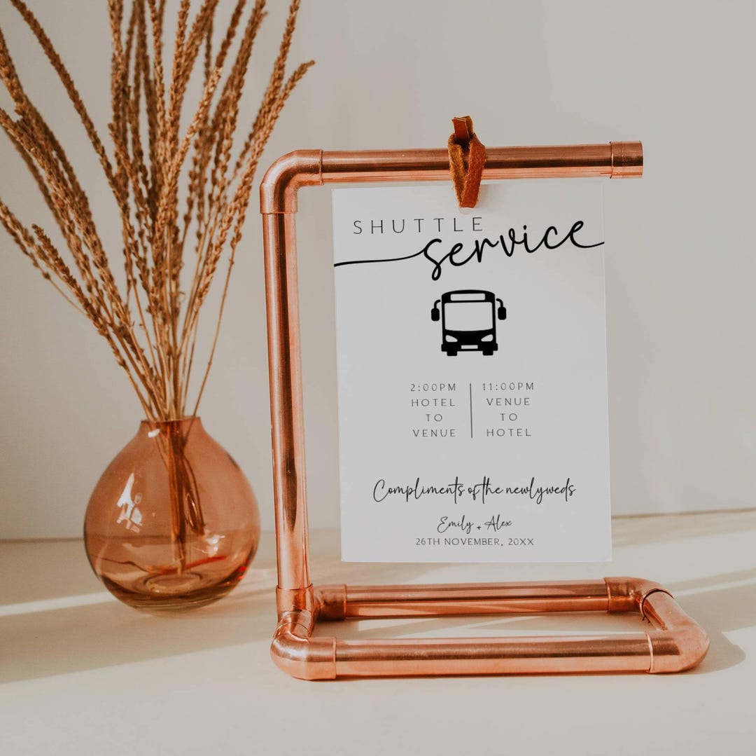Shuttle Service Wedding Sign, Wedding Transportation Bus Poster ...