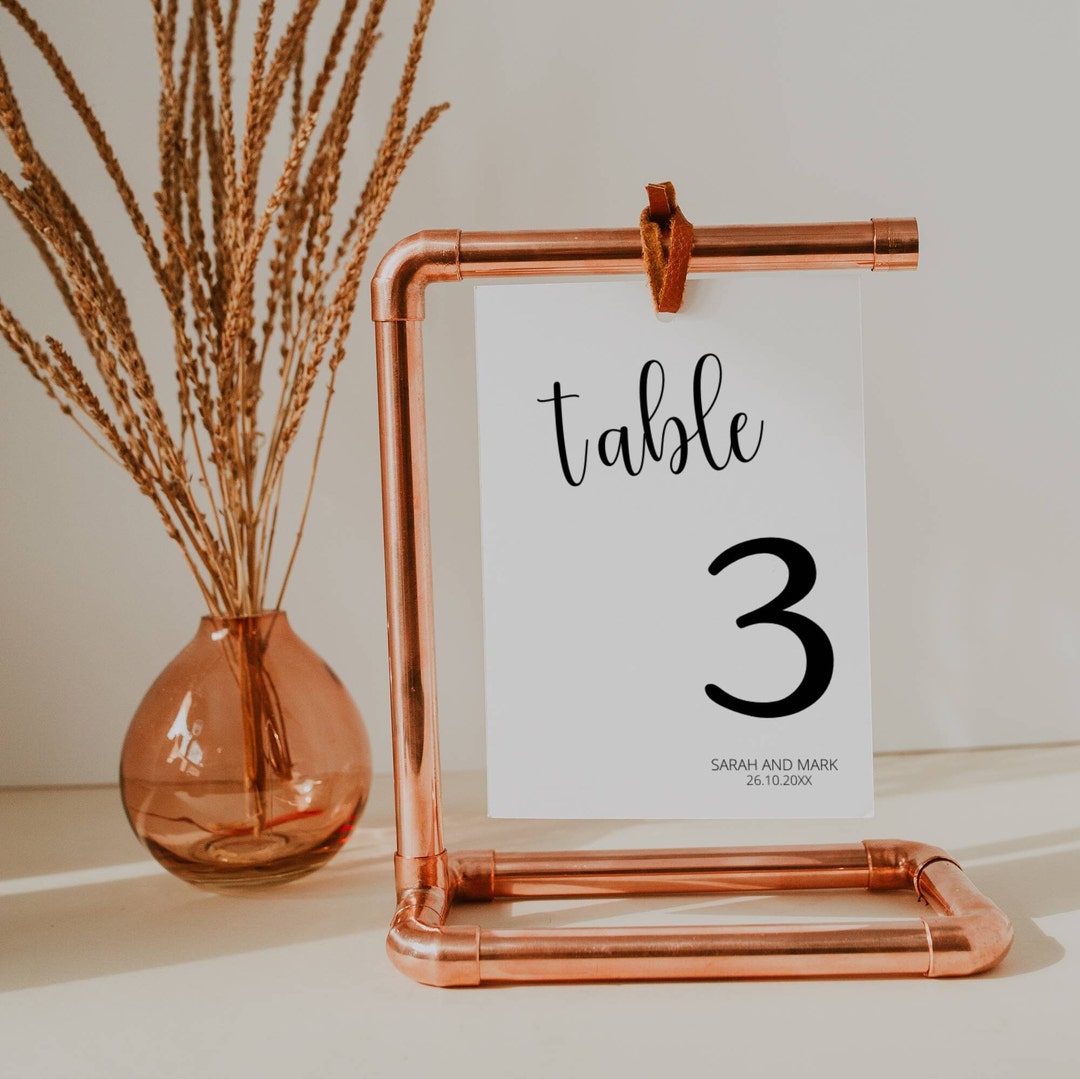 Wedding Table Number Sign Template, Minimalistic Black and White ...
