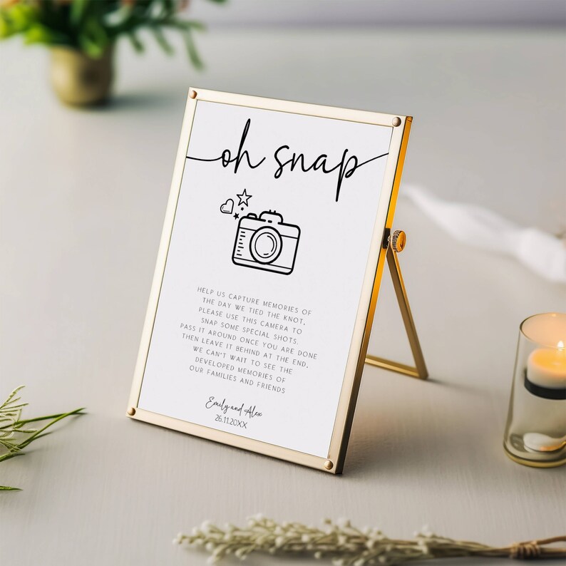 Disposable Camera Wedding Sign, Editable Template, We Can't Wait to See ...