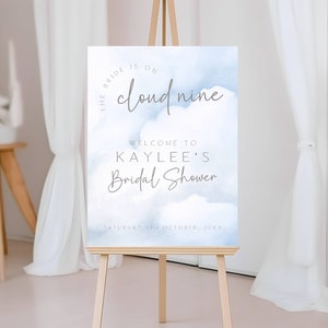 The Bride is on Cloud Nine, Bridal Shower Welcome Sign Template, Cloud ...