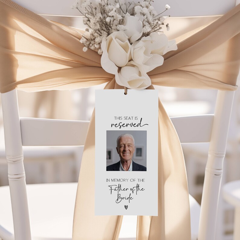 Reserved for Father of Bride in Heaven Sign Template, Reserved Card ...