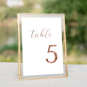 Table Number Cards, Rose Gold Wedding Table Numbers, Wedding ...