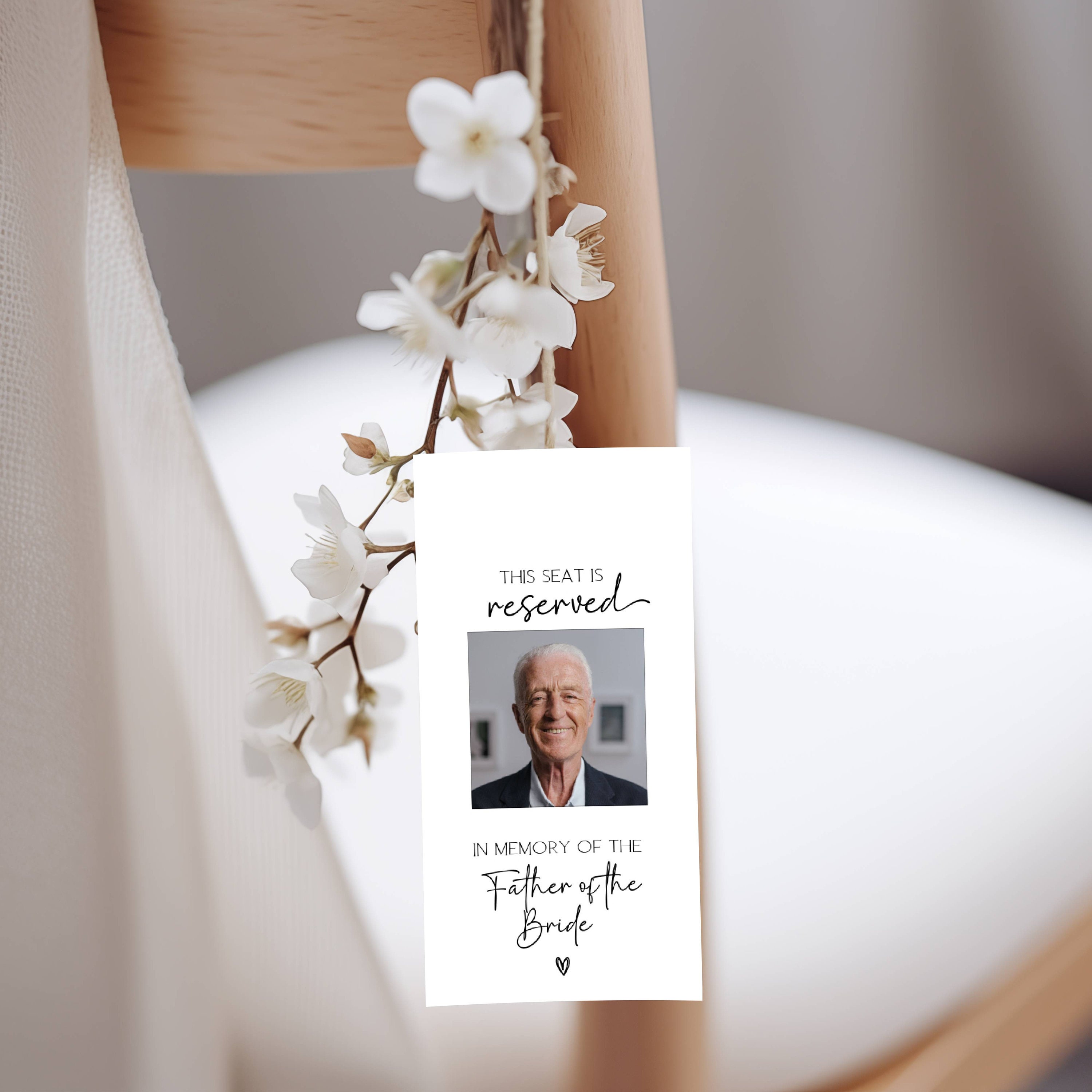 Reserved for Father of Bride in Heaven Sign Template, Reserved Seat Tag ...