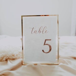 Table Number Cards, Rose Gold Wedding Table Numbers, Wedding ...