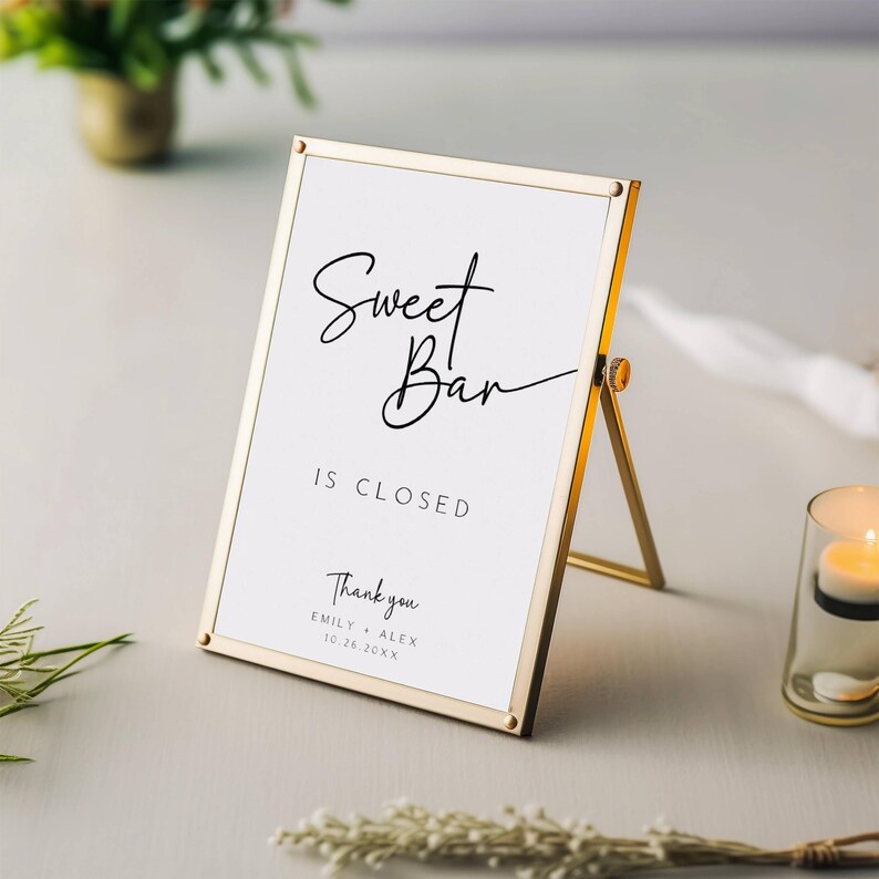 Sweet Bar Closed Sign, Printable Dessert Bar Sign, Printable Wedding ...