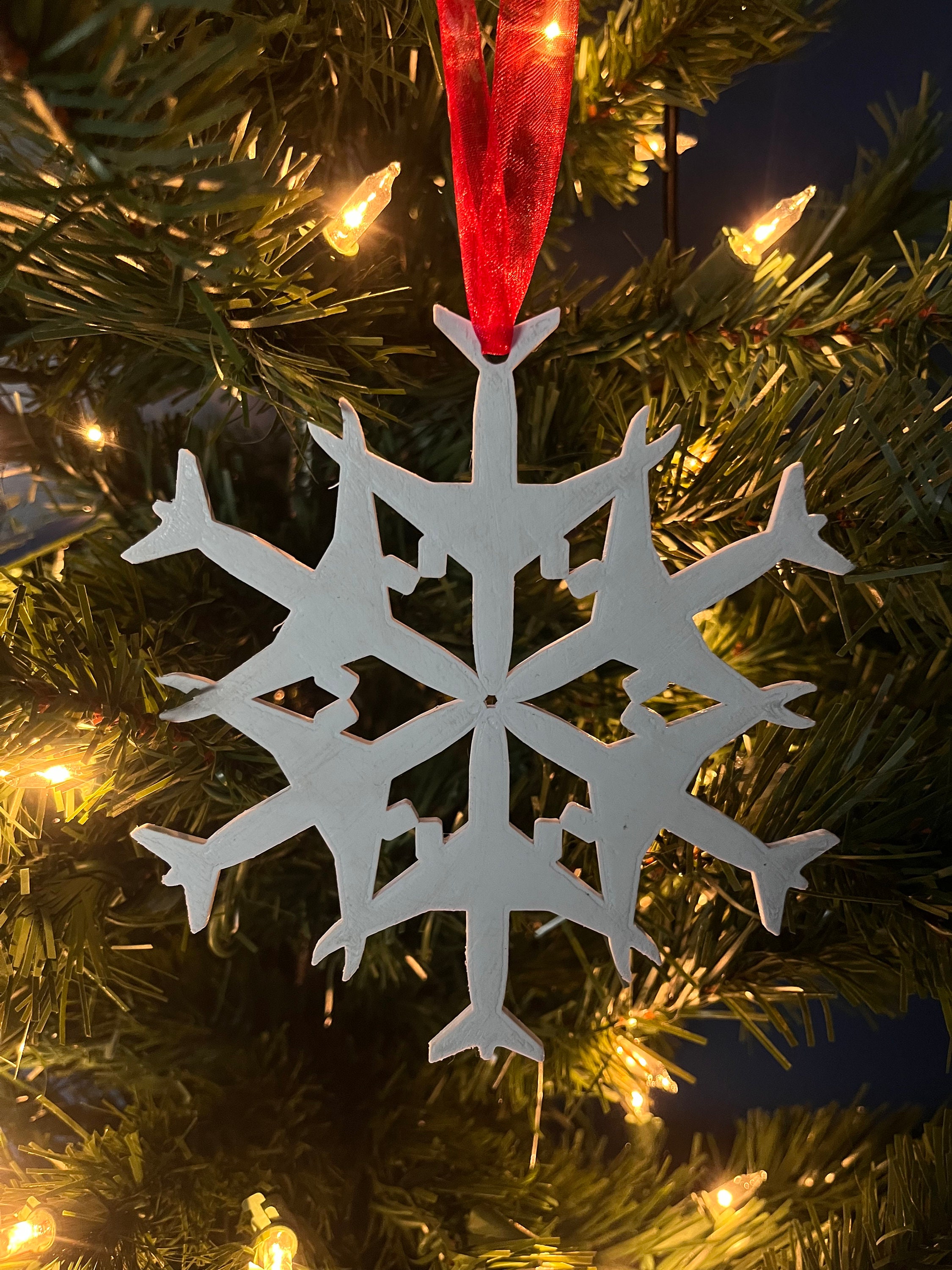 Airplane Snowflake Christmas Ornament - Etsy