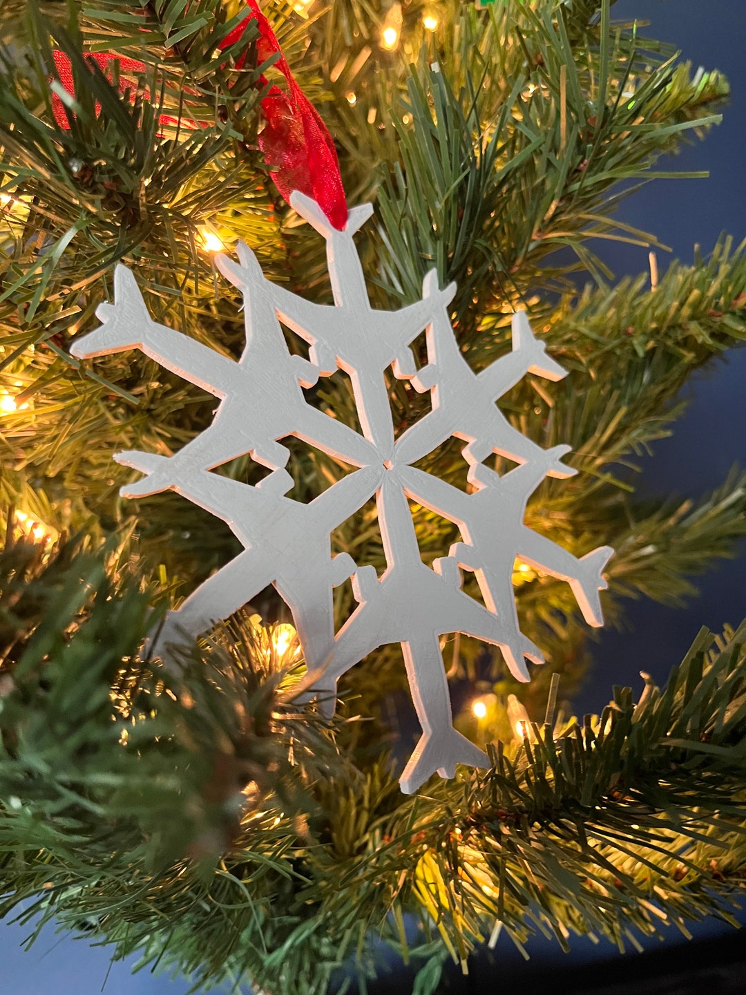 Airplane Snowflake Christmas Ornament - Etsy