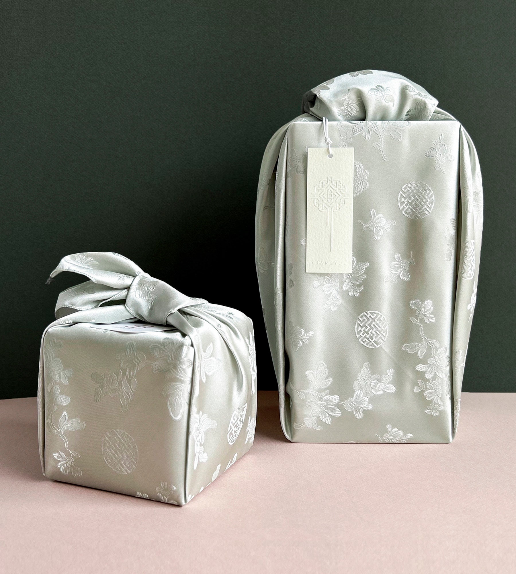 Korean Traditional Bojagi Set [2 Bojagi + 1 Tag] Reusable Gift Wrapping ...