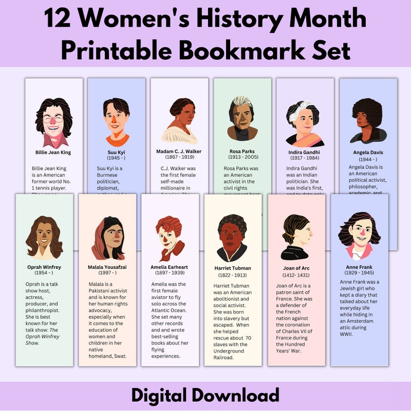 Womens History Month Bookmarks - Etsy