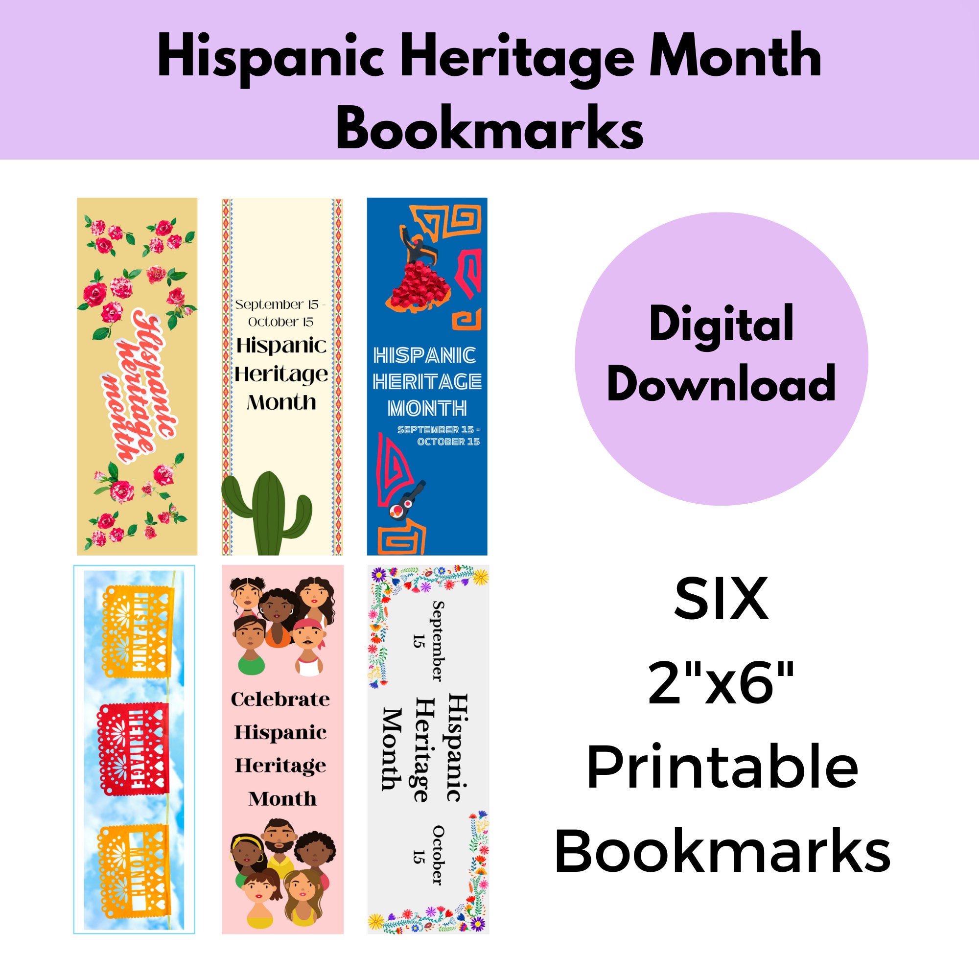 PRINTABLE Hispanic Heritage Month Bookmarks | Bookmarks for Students ...