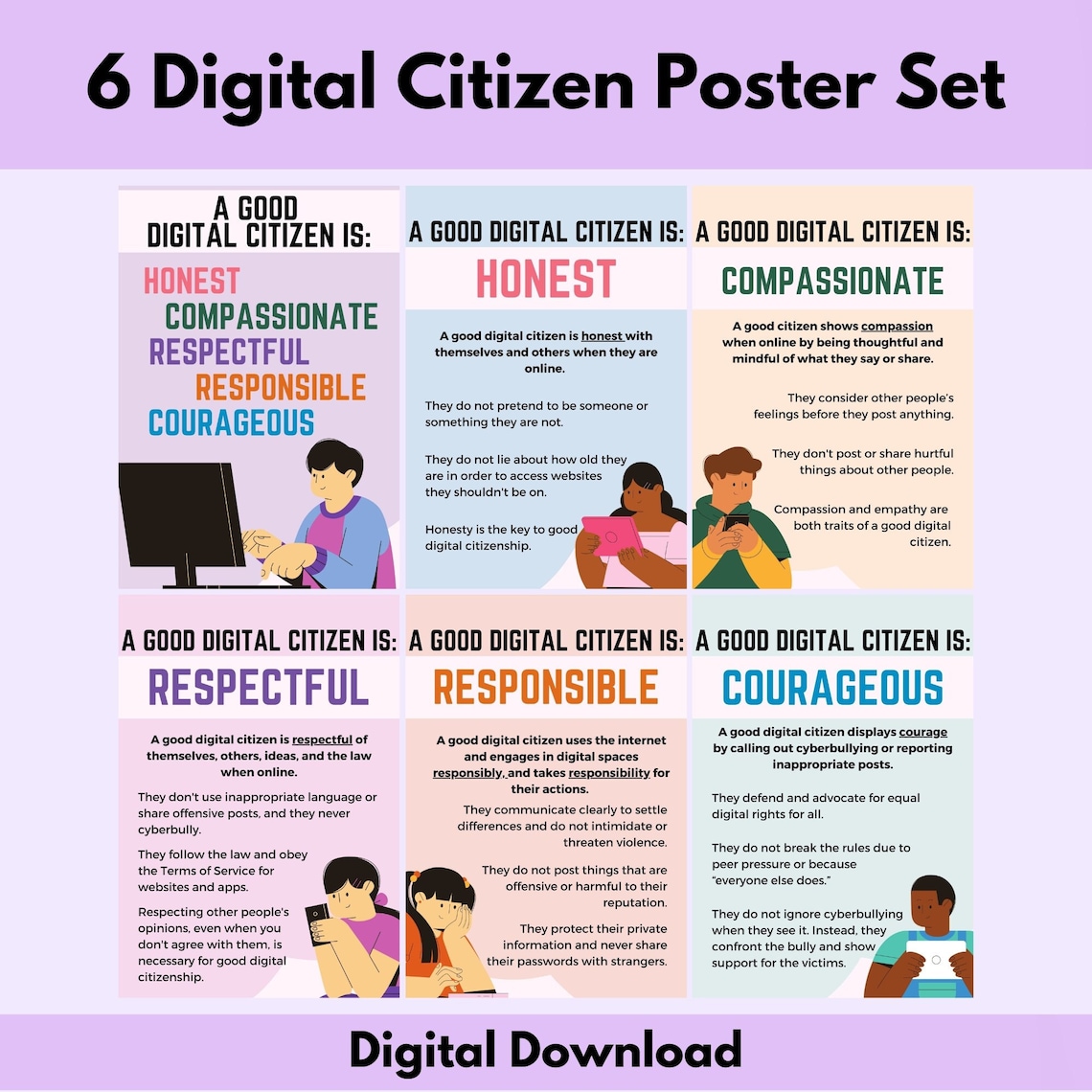 Digital Citizenship Poster Set | Printable Classroom Posters for ...