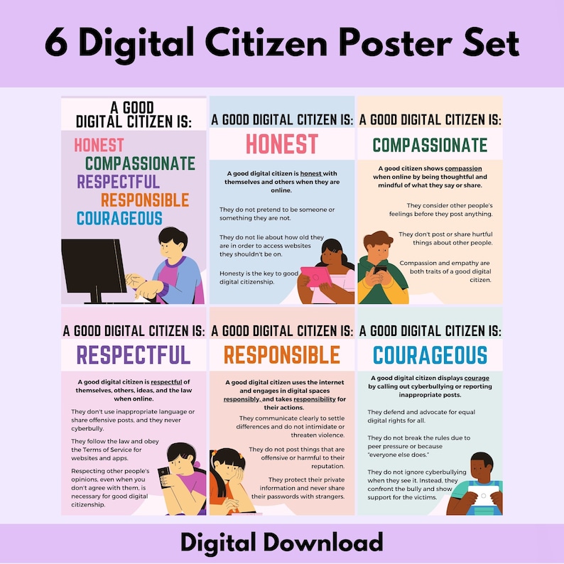 Digital Citizenship Poster Set | Printable Classroom Posters for ...