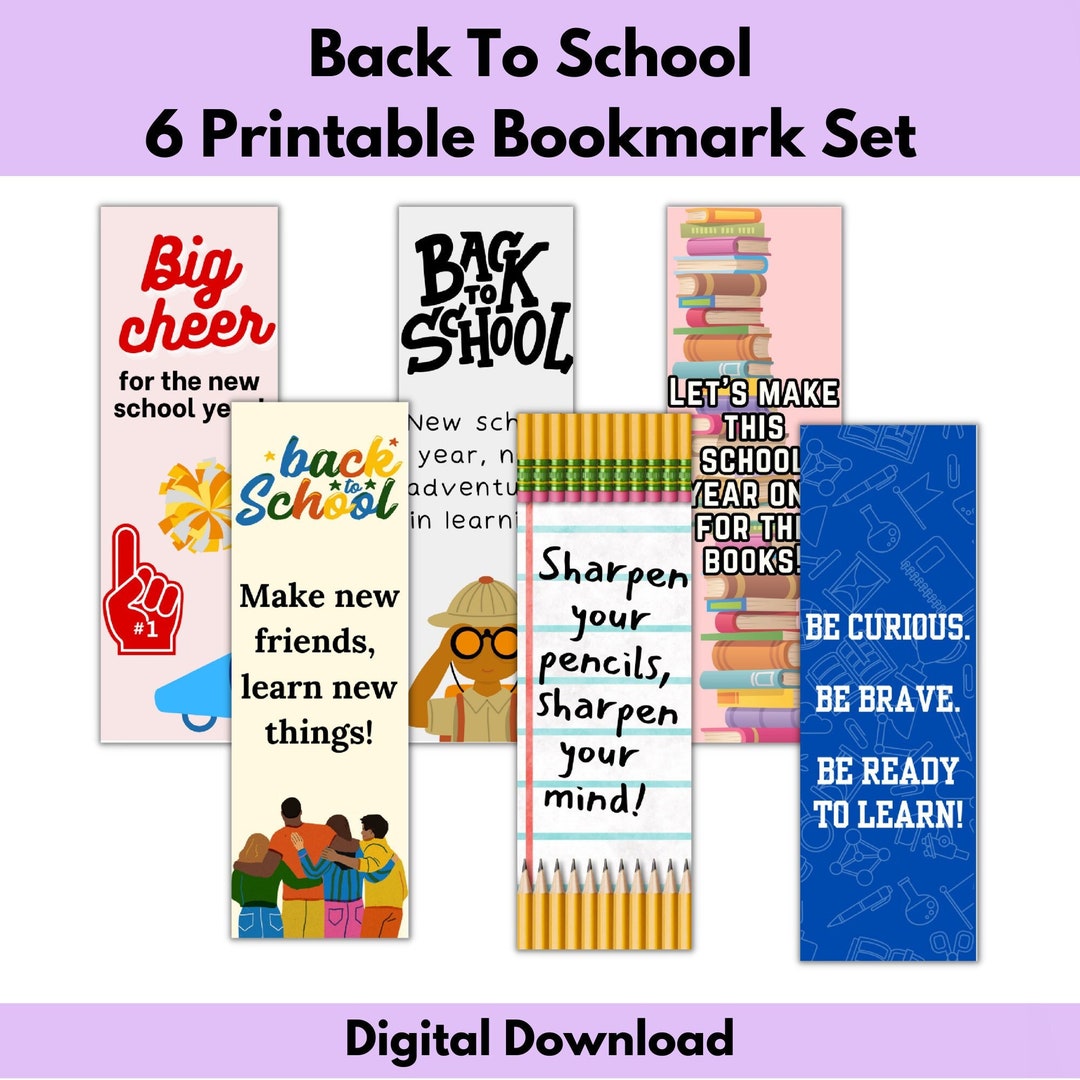 PRINTABLE Back-to-school Bookmarks | Bookmarks for Students and ...