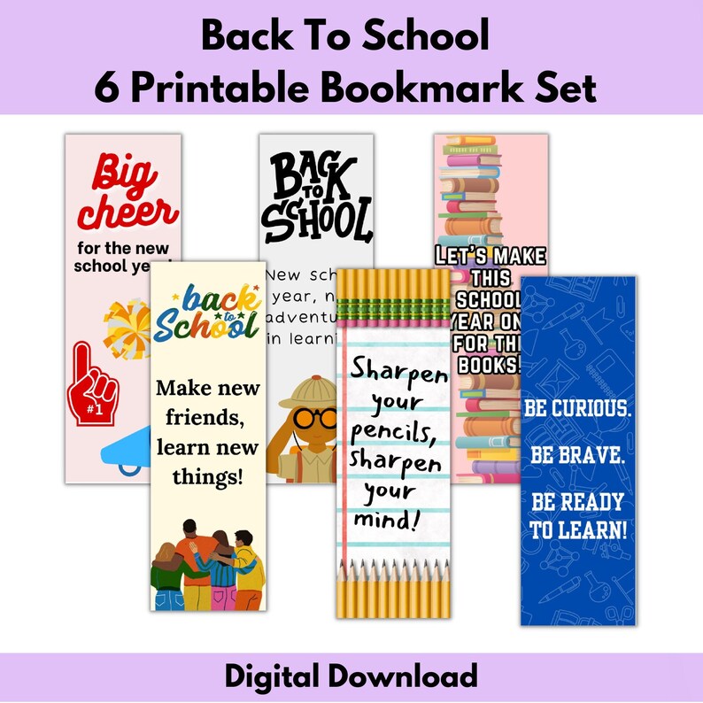 PRINTABLE Back-to-school Bookmarks | Bookmarks for Students and ...