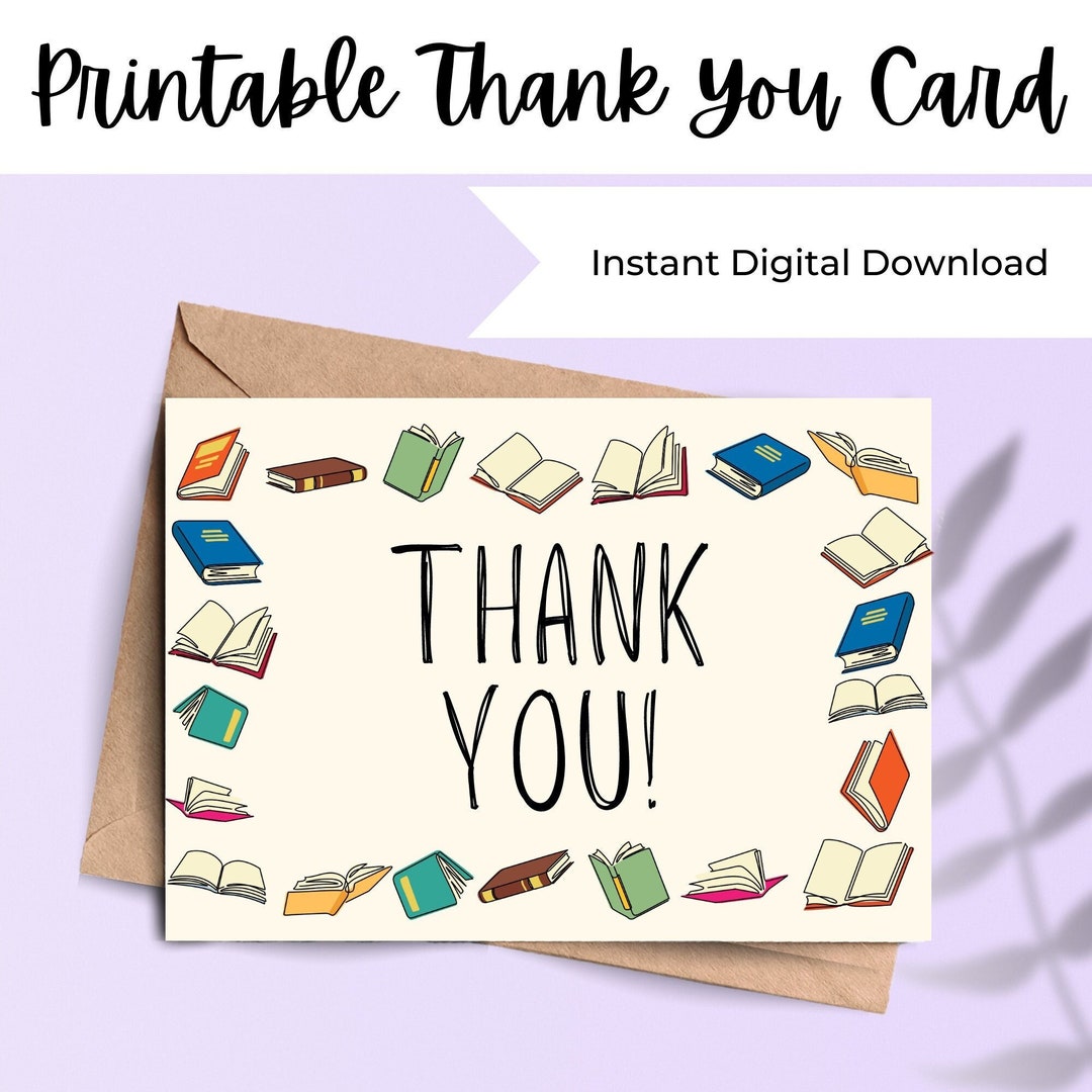 PRINTABLE Library Appreciation Month Thank You Card | Digital Download ...