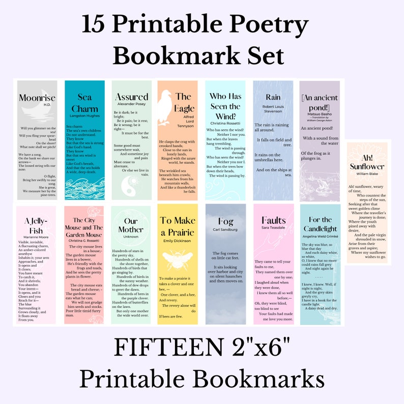 PRINTABLE Poetry Bookmarks | April National Poetry Month Bookmarks ...