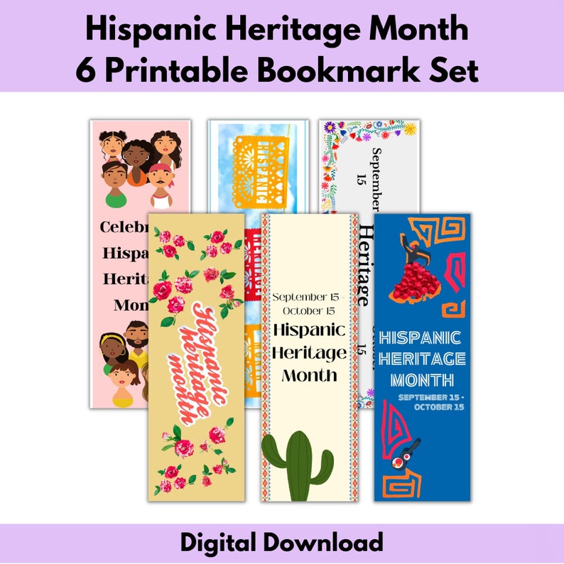 PRINTABLE Hispanic Heritage Month Bookmarks | Bookmarks for Students ...
