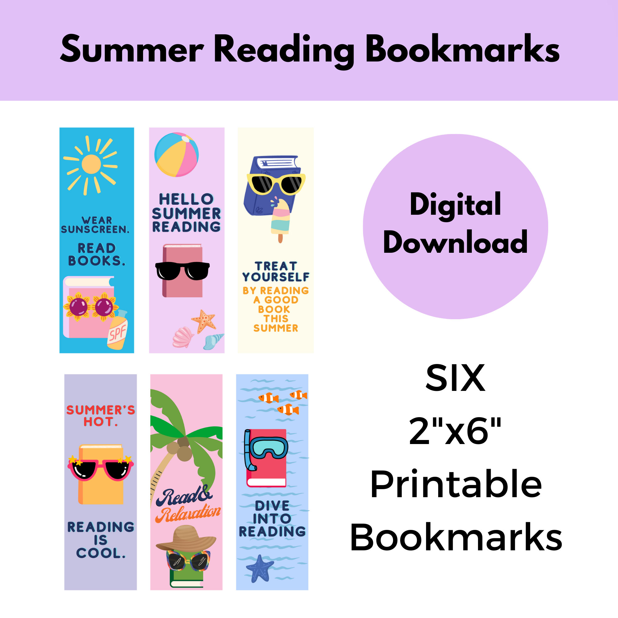 PRINTABLE Summer Reading Bookmarks | Bookmarks for Library Summer ...