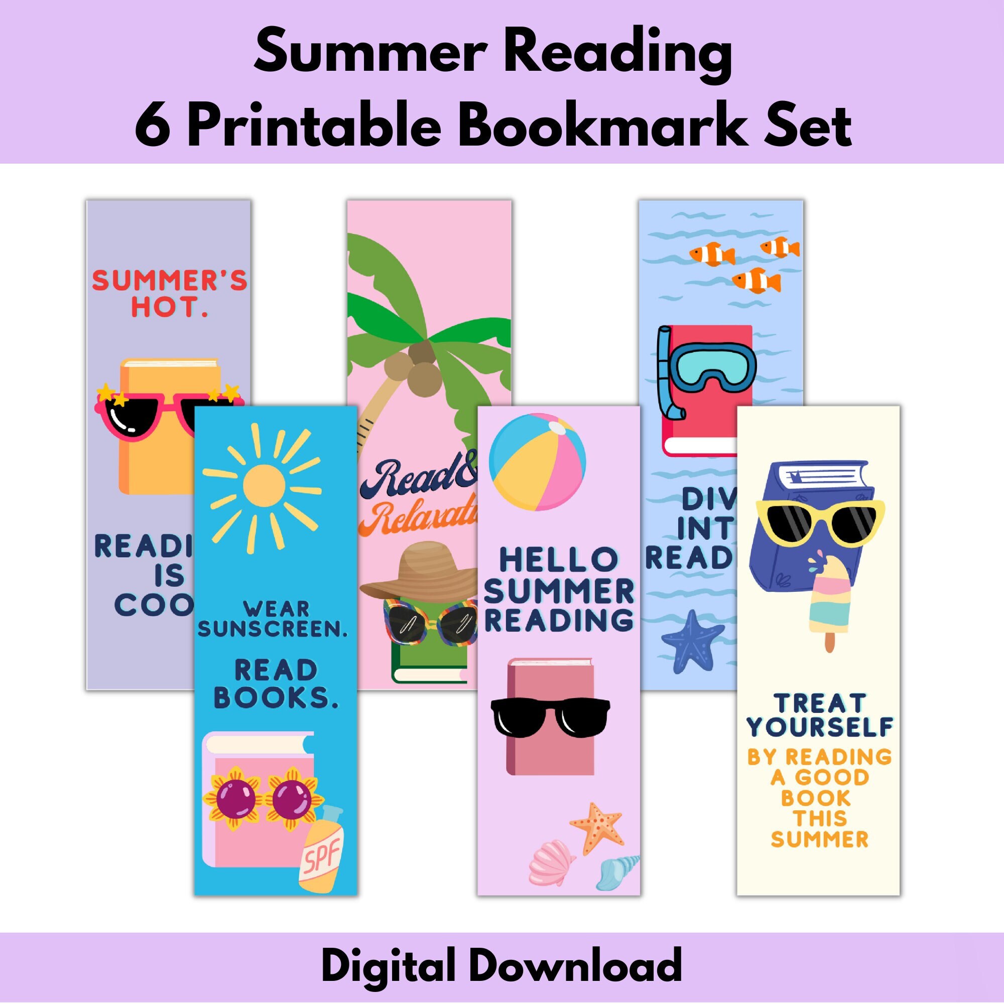 PRINTABLE Summer Reading Bookmarks | Bookmarks for Library Summer ...