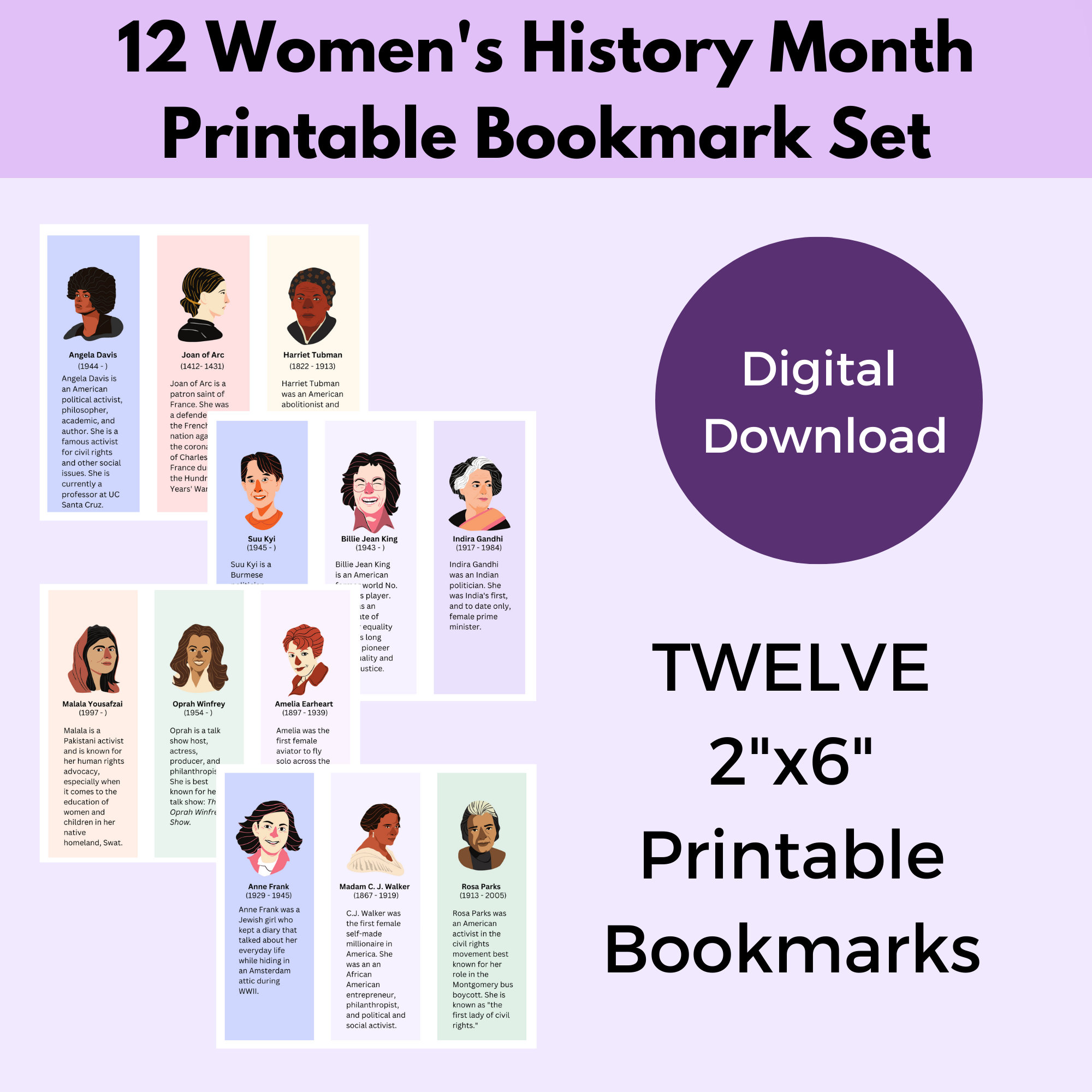 PRINTABLE Women's History Month Bookmarks | International Women’s Day ...
