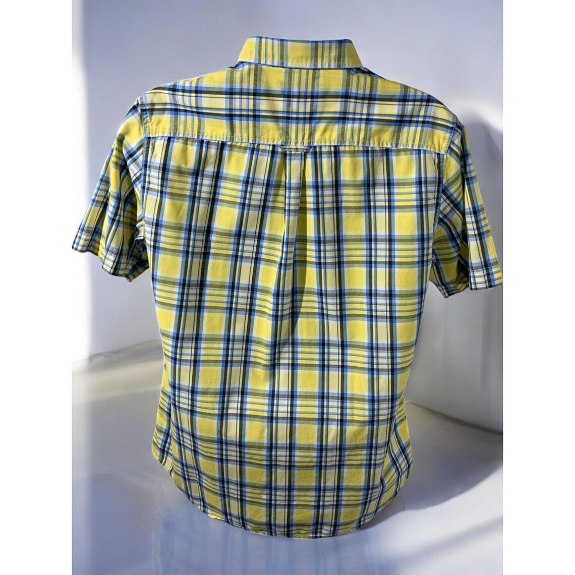 Ralph Lauren Chaps Mens Yellow Blue Plaid Short Sleeve Button Down ...