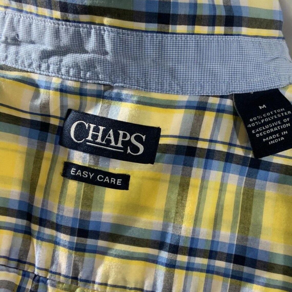 Ralph Lauren Chaps Mens Yellow Blue Plaid Short Sleeve Button Down ...