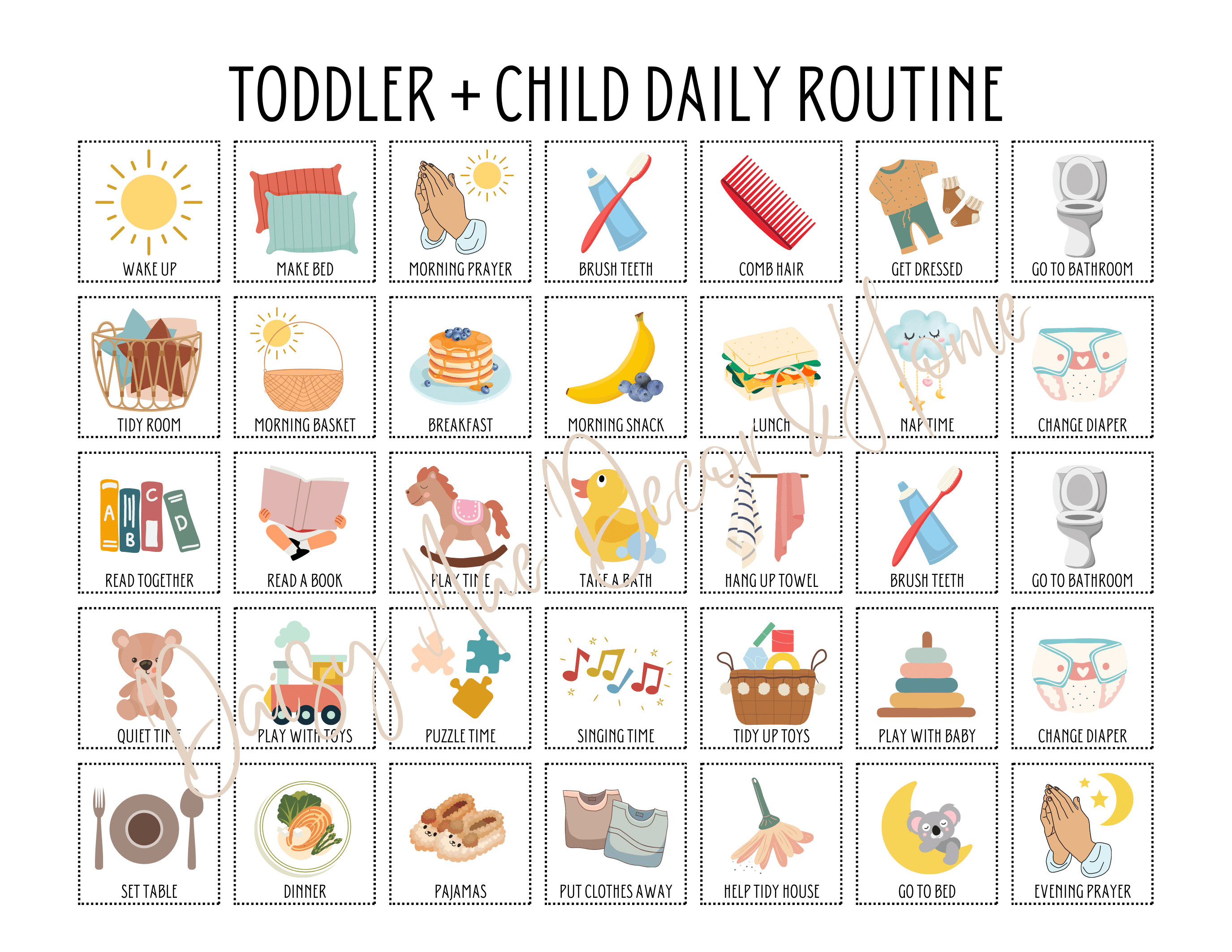 Toddler Daily Routine, Kids Chore Cards, Kids' Responsibility Cards ...