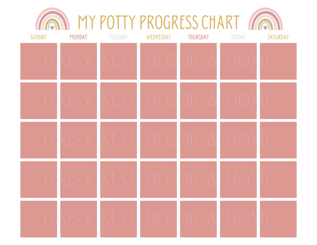 Reusable Potty Chart, Children's Potty Training Chart, Weekly Toilet ...