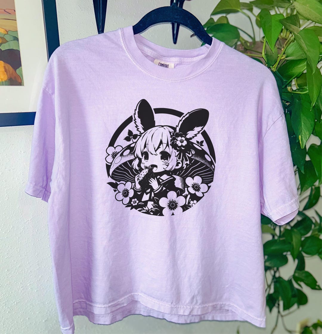 Anime Kawaii Bunny Girl Women's Boxy Tee, Strawberry Crop Top T-shirt ...